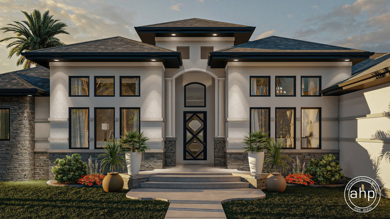 Mediterranean One Story Mansions Mediterranean House Plan: 1 Story