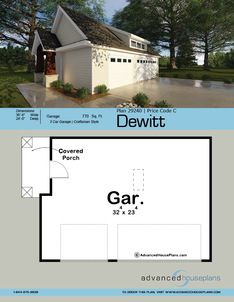 Craftsman Style Garage Plan | Dewitt