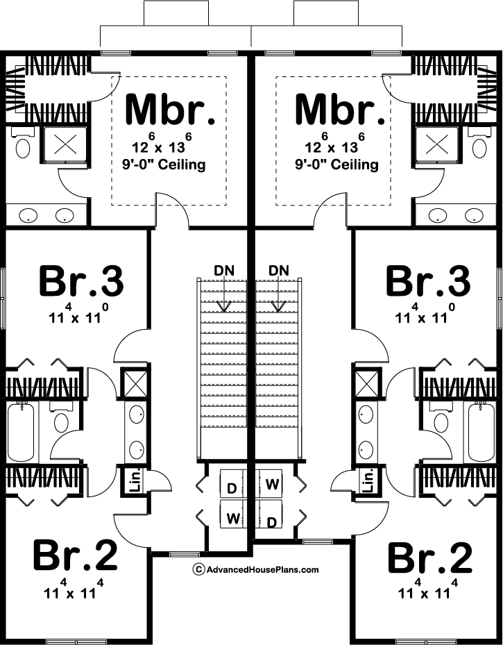 2 Story Multi-Family Craftsman House Plan | Degan Park