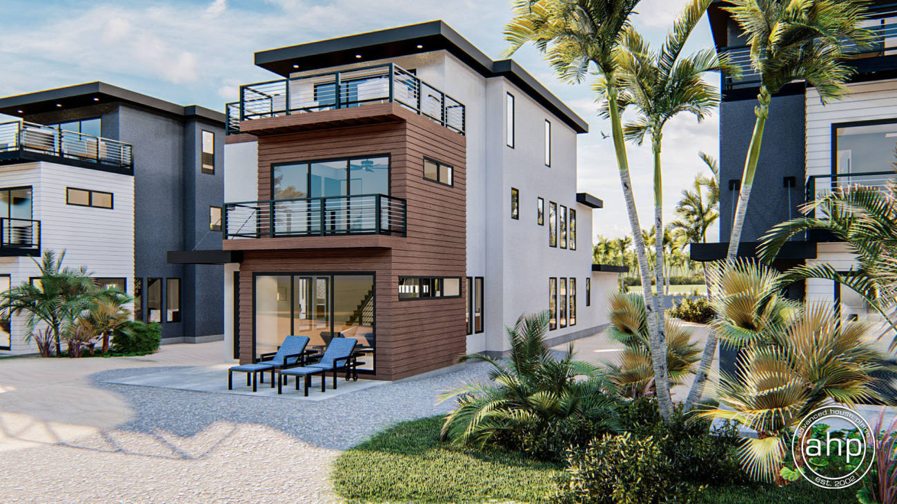 Narrow Two Story Modern Home Designs