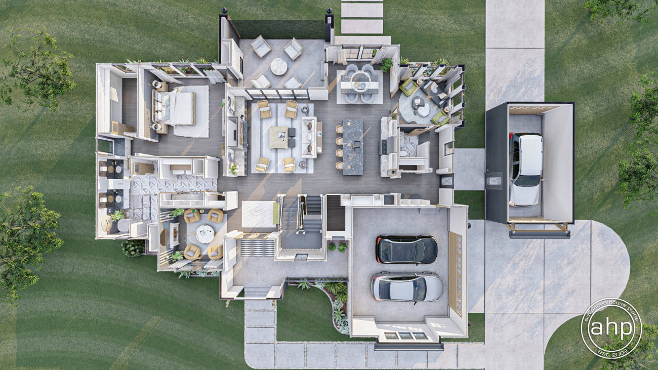 Cherry House Plans Double Staircase Marigold: French Country Plan With