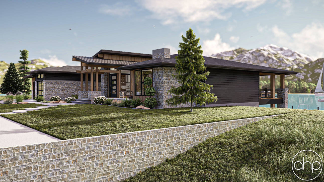 Modern Single Story Prarie Stone Modern Prairie Style Homes